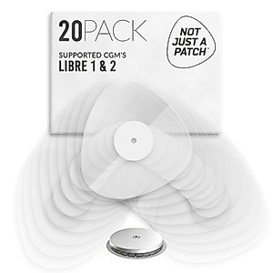 Not Just A Patch Freestyle Libre 2 Sensor Covers (20 Pack) CGM Sensor Patches for Freestyle Libre 2 - Transparent Clear Water Resistant & Durable - Pre-Cut Freestyle Libre 2 Sensor Covers