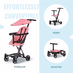 Dream On Me Coast Rider Umbrella Stroller, Lightweight Stroller with Compact Fold, One Hand Easy Fold Baby Stroller, Removable Canopy, Adjustable Handle and Soft-Ride Wheels, Pink