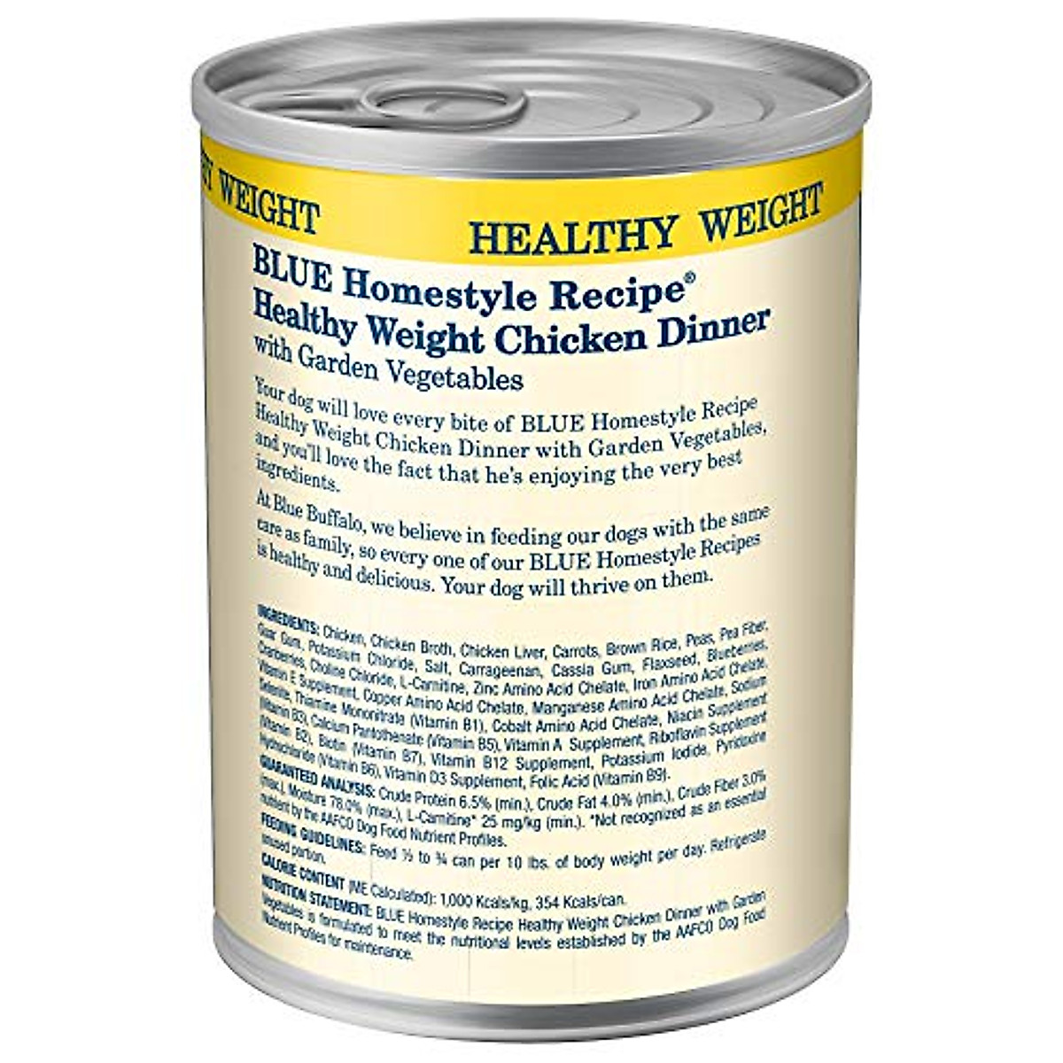 Blue Buffalo Homestyle Recipe Natural Adult Healthy Weight Wet Dog Food, Chicken 12.5-oz can (Pack of 12)