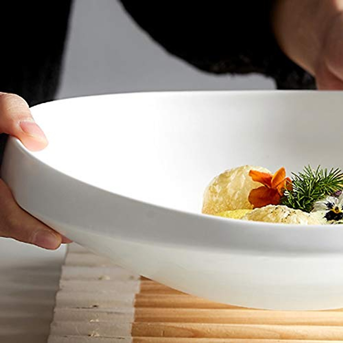 KOWMcp Dinner Plates 1Pcs White Ceramic Plate, Can Be Used to Set The Plate, Put Steak, Vegetables, Fruits, Eggs (Size : M)