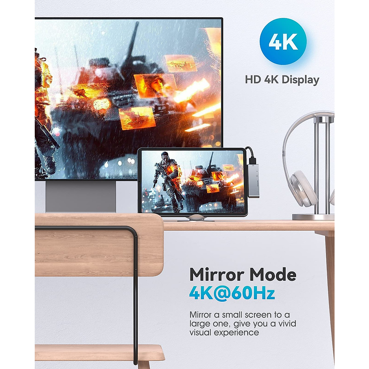 iPad Pro USB C HUB, 6-in-1 iPad Adapter (Attach Magnetically) with 60W Power Delivery, 4K HDMI, Audio, USB 3.0, SD and MicroSD Slots, for iPad Pro 2021 2020 11 12.9/iPad Air 5/iPad Mini 6 Accessories