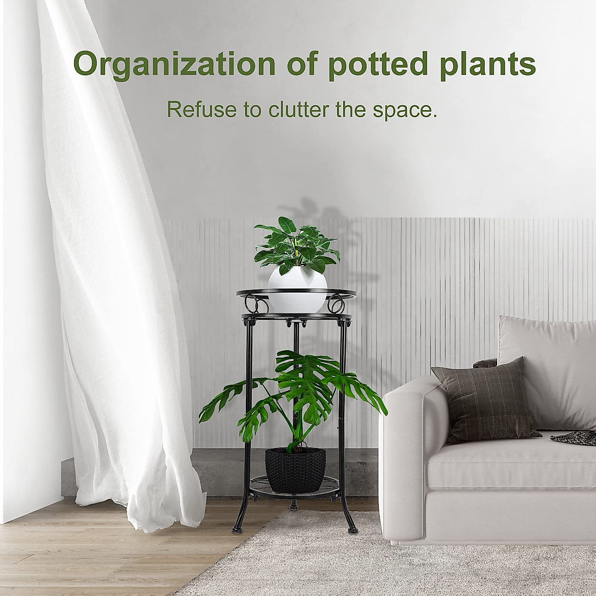 Plant Stands Indoor,Tall Metal Potted Plant Display Holder 2 Tier Patio Flower Pot Stands Anti-Rust Heavy Duty Multiple Stand Holder Shelf Rack(20.3'')