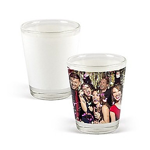 12 Pieces Blank Sublimation Shot Glasses 1.5 ounces White Patch Heat Thermal Transfer Dye Craft Tequila