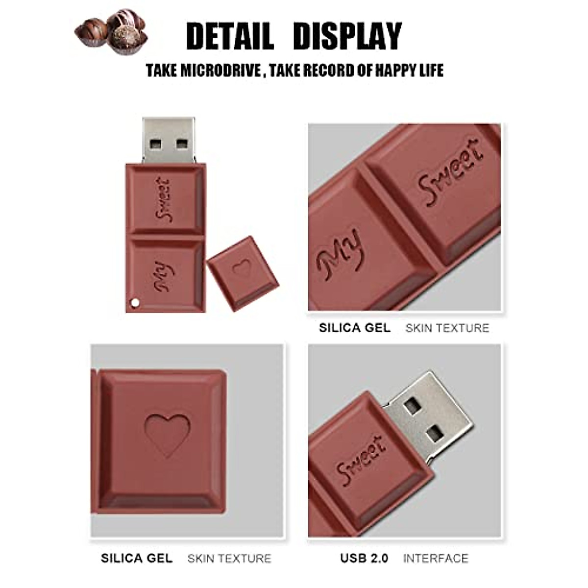 32GB USB Flash Drive Chocolate-Shaped, BorlterClamp Novelty USB Drive Thumb Drive Memory Stick for External Data Storage