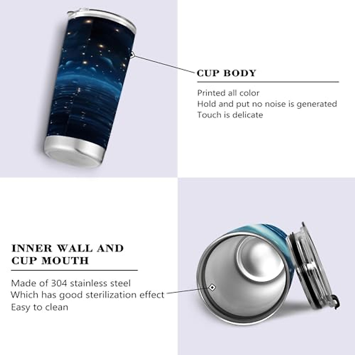 Wassud Night Sky 20 oz Tumbler with Lid and Straw Stainless Steel Double Wall Vacuum Tumblers Insulated Travel Coffee Mug for Cold and Hot Drinks