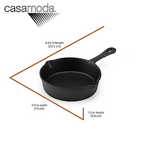 Casamoda 5.4 inch (13.7cm) pre-seasoned cast iron skillet, Mini Fry Pan, Round