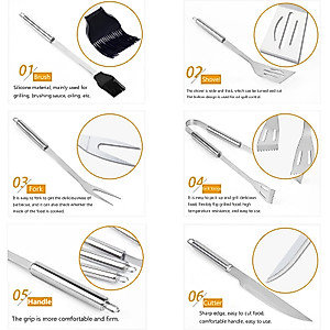 CYXI 5 PCS Barbecue Tool Set with Portable Compact Carry Case,Grill Accessories, Grilling Utensil Kit,for Travel, Picnics, RVs, Camping, BBQs, Parties