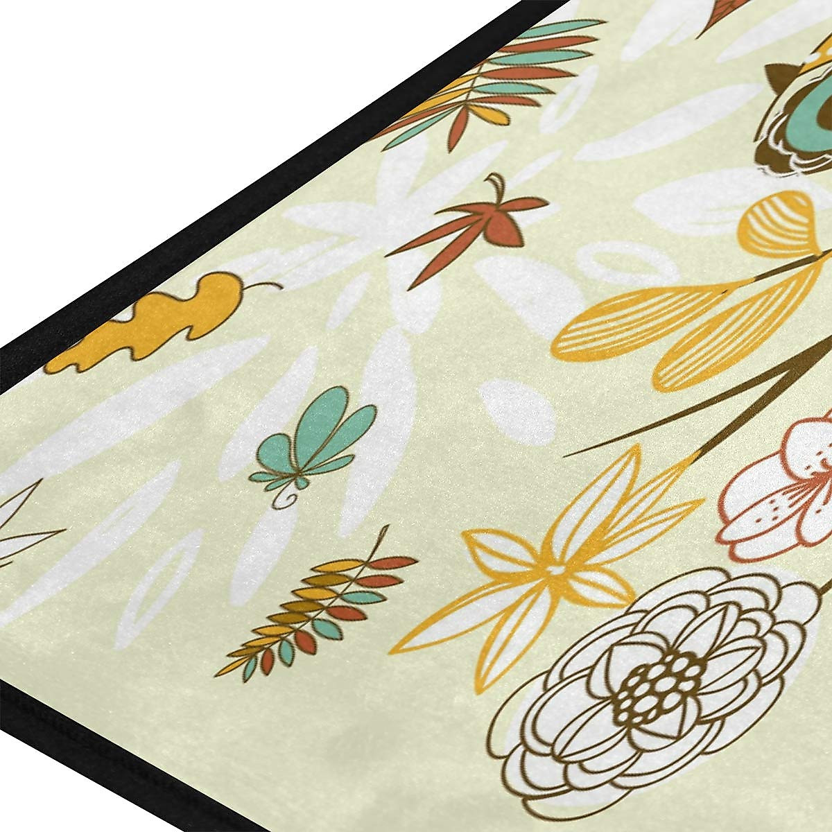 Owl Autumn Floral Background Kitchen Rugs Non-Slip Kitchen Mats Bath Runner Rug Doormats Area Mat Rugs Carpet for Home Decor 39" X 20"