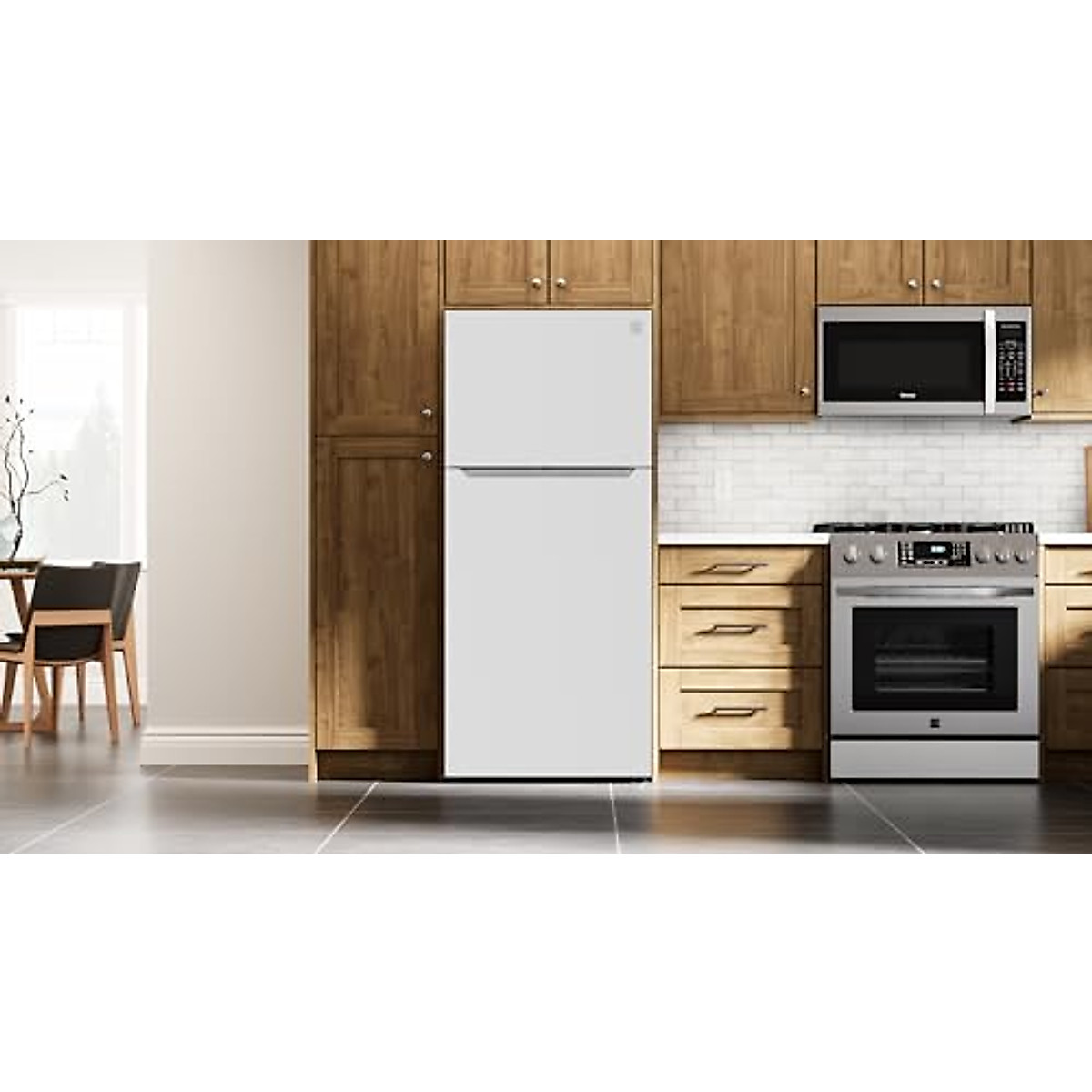 Kenmore 4661352 30" W Top Freezer Refrigerator with Adjustable Glass Shelving, Humidity Control Crispers, Quiet and Energy Efficient Inverter Compressor, White