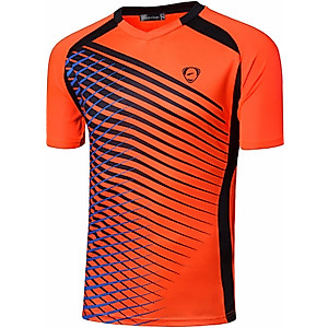 jeansian Men's Sport Quick Dry Fit Short Sleeves T-Shirt Tees Shirt Tshirt Tops Golf Tennis Running LSL230 Orange XXL