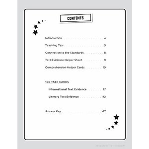 100 Task Cards: Text Evidence: Reproducible Mini-Passages With Key Questions to Boost Reading Comprehension Skills