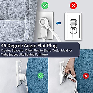 NTONPOWER 25 Ft Extension Cord Flat Plug, Surge Protector Power Strip with 6 Outlets 2 USB, 1875W/15A Circuit Breaker Overload Protection, 1080J, ETL Listed, Wall Mount for Home Office and Workbench