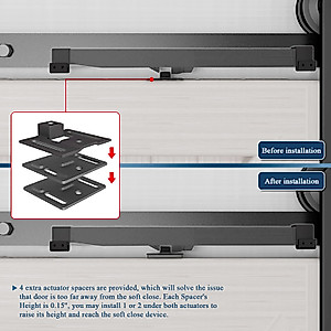 2PCS Barn Door Soft Close Mechanism Spring Buffer Damper Upgraded Hole-Free Version Sliding Barn Door Hardware for Door Weight 70-160 Pounds Adjustable Door Stoppers, Actuator Spacers Included