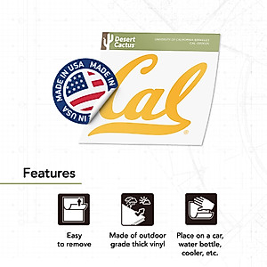 Desert Cactus Berkeley University Sticker of California Golden Bears Vinyl Decal Laptop Water Bottle Car Scrapbook (IND 00002a)