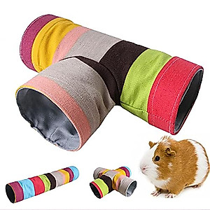 CHDHALTD Rainbow Play Tunnel, Small Pet Rainbow Mini Hedgehog Play Tunnels House Cave for Small Animals Rat Mouse Cages(Four-Way)