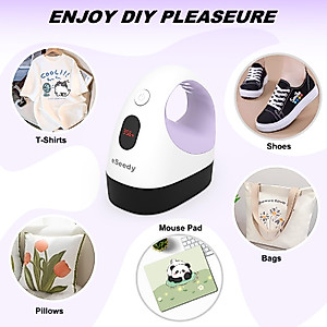 eSeedy Mini Heat Press Machine, 3 Heat Settings, Precise Temperature Control,15 Mins Auto-Off, Insulated Safety Base, Mini Iron for Crafting, T Shirts, Hats, Heating Transfer Projects
