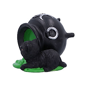 Nemesis Now Ooops Cat Cauldron Figurine, Black, 8.7cm