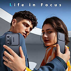 Simtect Compatible with Samsung Galaxy S23 Case with Camera Cover [12FT Mil-Grade Shockproof] [Anti-Scratch& Anti-Fingerprint]Slim Protective Silicone Bumper Phone Case for Samsung S23 Case 6.1" Black