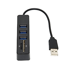 ASHATA USB2.0 Hub, 3 Ports USB Splitter High Speed Memory Card Storage Card Reader USB C Adapter Dongle for Keyboard, Mouse, U Disk, Plug and Play(Black)