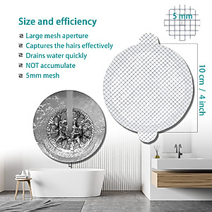 Disposable Shower Drain Hair Catcher Stickers, 30 PCS Mesh Stickers 4.3'' with Clean Tweezers, Shower Drain Stickers Not Rot Anti-Blockage