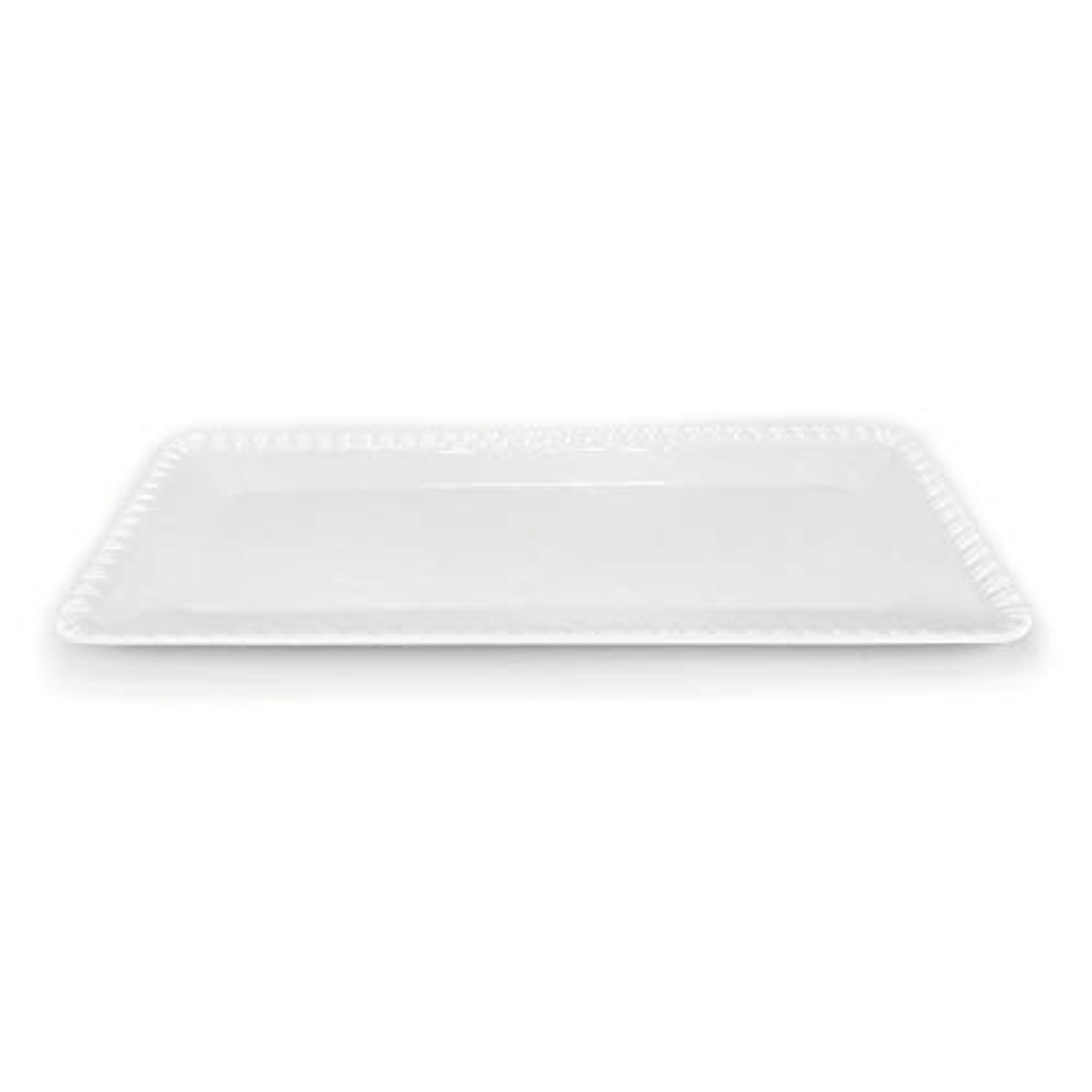 KX-WARE 17-Inch Melamine Serving Tray/Platters Set of 2, White & Rectangular | 100% Melamine,Dishwasher Safe,BPA Free