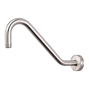 NearMoon J Shaped Shower Head Extension Arm, Stainless Steel Shower Head Height Extender with Flange, Riser Pipe Design for Cozy Shower Experience, Standard 1/2" Connection (12 Inch, Brushed Nickel)
