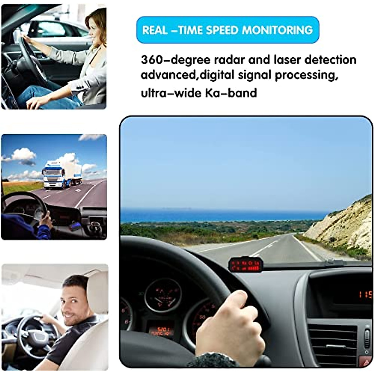 New Radar Detector, Driving Aids with Mute Memory, City/Highway Mode, Long Range Detection, Led Display, Ideal Gift for Cars （Blue）