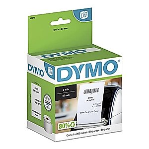 DYMO LW Continuous Labels for LabelWriter Label Printers, White,"2-1/4" x 300-Feet, 1 roll (30270)