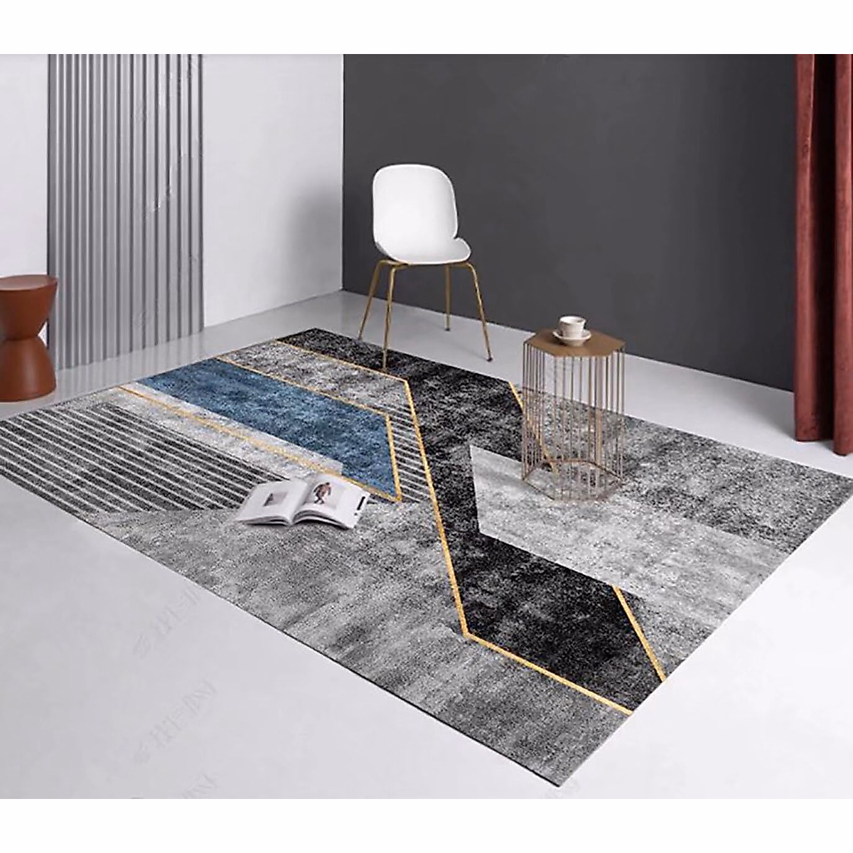 Mordern Patchwork Area Rug Multicolor Geometric Stripe Pattern Living Room Area Rugs Rectangluar Floor Carpet Mat Non Skid,4'x6'