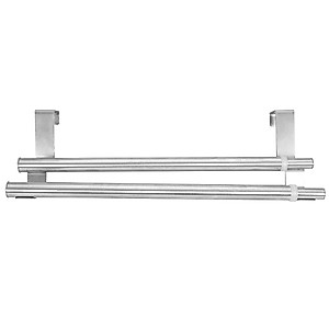LKJGHG 2 Pcs Kitchen Towel Holder,Over The Door Tea Towel Holder,Expandable Stainless Steel Towel Rail, No Drilling,for Cupboard Drawers Bathroom-40cm Double Bar