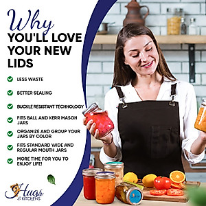 Canning Lids Regular Mouth 100- Buckle Resistant Seal for Ball and Kerr Jars - Multi-Color Mason Lid Set Airtight and Reinforced Tinplate - Jar Lids for Canning