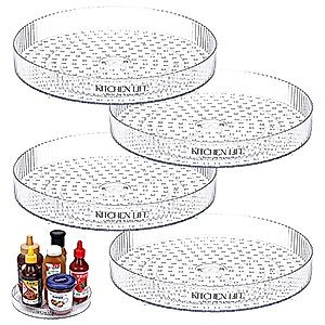 Lazy Susan Turntable - 4 Pack Lazy Susan Organizer for Cabinet, Kitchen, Pantry,Table, Fridge, Bathroom, Countertop, Vanity, 9 Inches, Clear