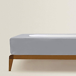 Box Spring Cover Queen Size, Elastic Fabric Wrap Around 4 Sides Bed Skirt, Ultra Soft & Wrinkle Free, Sleek Alternative Replacing Bedskirts for Hotel/Home, Fits Box Springs up to 10", Silver