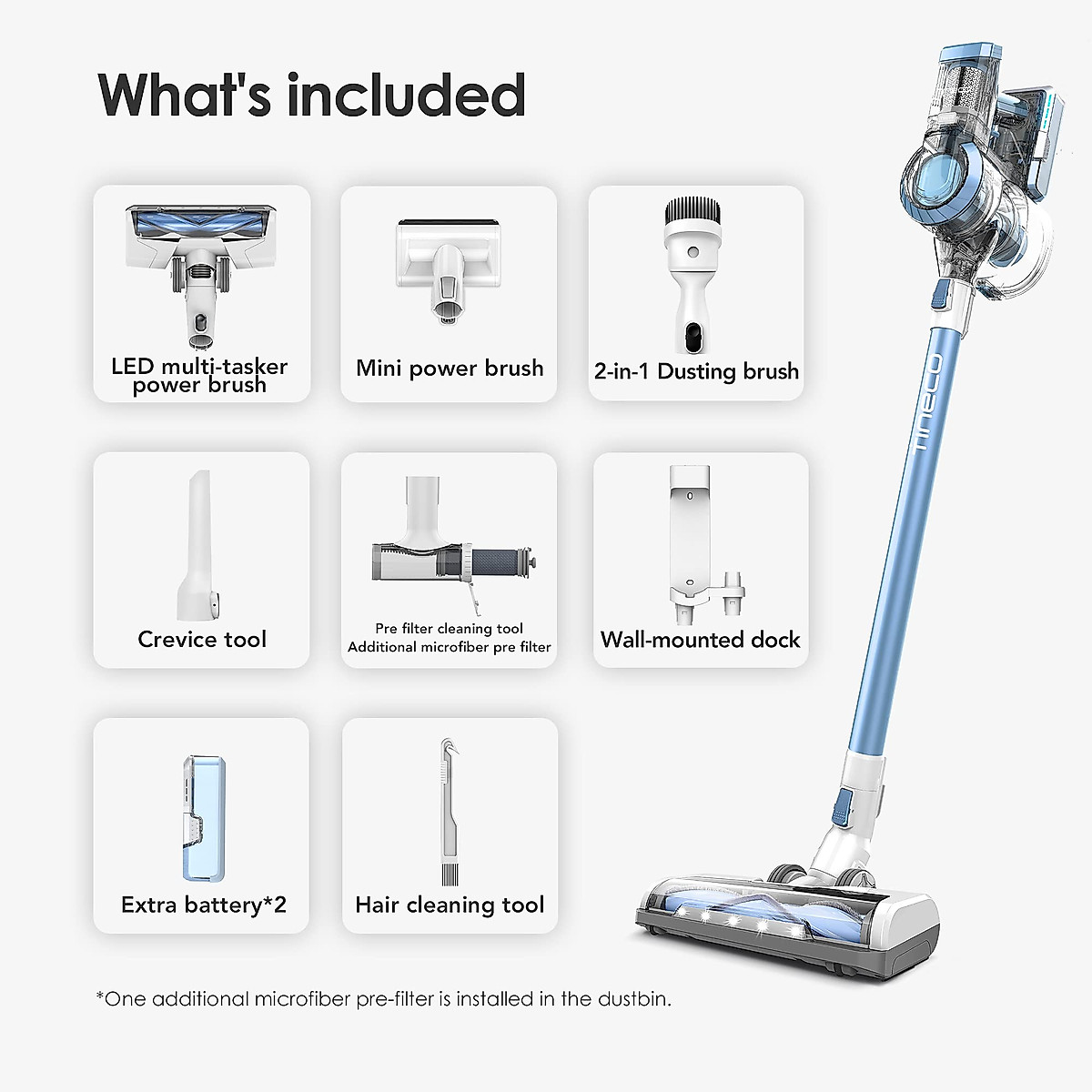 Tineco A11 Hero EX Cordless Stick Vacuum, Powerful Suction Handheld Vac Lightweight for Carpet Hard Floor
