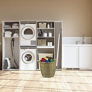 Luxshiny Wicker Waste Basket with Lid Bamboo Woven Trash Can Garbage Container Bins Flower Basket for Bathroom Kitchen Home Office