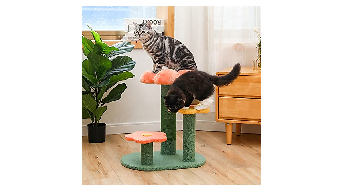 Buy the PET WONDERLAND Pink Flower Cat Tree for Small Cats