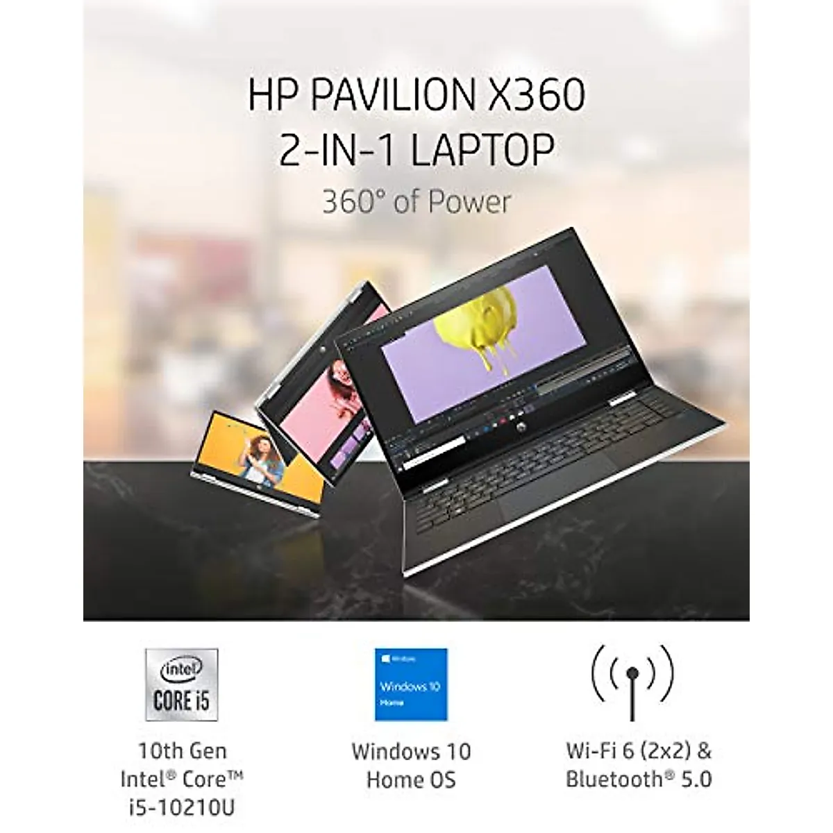 HP Pavilion x360 14 2-in-1 Laptop, 10th Generation Intel Core i5-10210U Processor, 8 GB Ram, 512 GB SSD Storage, 14” Full HD Touch Screen, Windows 10 Home, Backlit Keyboard (14-dh1021nr, 2020)