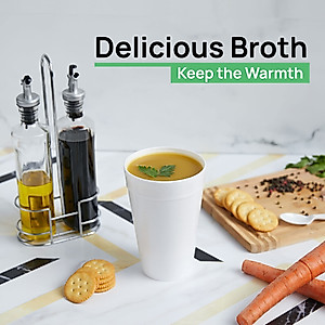 20 Oz Disposable Foam Cups (50 Pack), White Foam Cup Insulates Hot & Cold Beverages, Made in the USA, To-Go Cups - for Coffee, Tea, Hot Cocoa, Soup, Broth, Smoothie, Soda, Juice