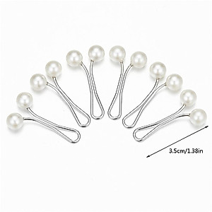 Nifocc 20pcs Muslim Scarf Clips Pins Faux Pearl Hijab Pins U Shaped Brooch for Women Lady Wedding Dress Boutonniere Decorative Headscarf Shawl Accessories - Black White Teardrop Spherical