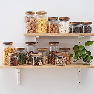 KMwares Set of 3 Clear Glass Food Jars/Canisters with Airtight Seal Acacia Wood Lids for Kitchen/Bathroom/Pantry Storage, Serving Pasta, Candy, Snack, Leaf Tea, Coffee Bean, Dry food