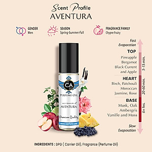 CA Perfume Impression of Aventura for Man Fragrance Body Oils Alcohol-Free Essential Sample Travel Size Roll-On 0.3 Fl Oz/10 ml