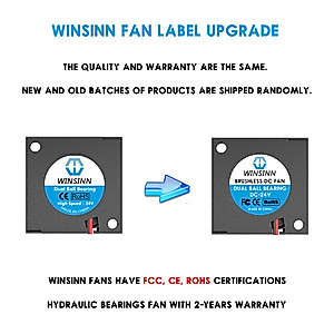 WINSINN 30mm Blower Fan 24V, Micro 24 Volt Fans Blower 3010 Dual Ball Bearing, 30mmx10mm 2PIN (Pack of 2Pcs)