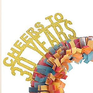 Cheers to 30 Years Party Headband - 30th Birthday Tiara,Funny Glittering Colorful Tassel Paper Headgear,Thirty Birthday Gift for her,Milestone Birthday