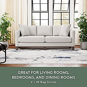 Edenbrook Area Rugs for Living Room - Navy and Cream Distressed Area Rug -Low Pile for High Traffic Areas, 5x8