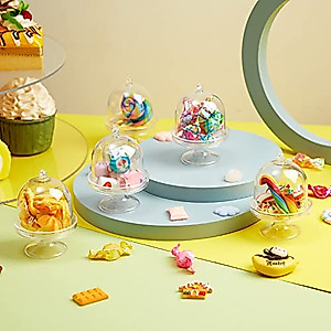 48 Pieces Mini Plastic Cupcake Stand with Lid Tiny Cupcake Stand Round Cake Stand Mini Cake Holder with Lid Cake Display Stand with Cover Mini Candy Box for Candy Dessert Chocolate (Clear)