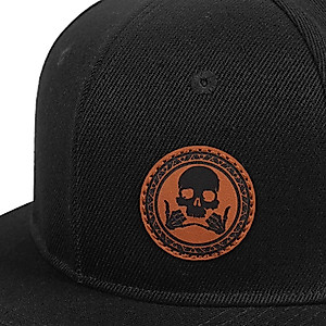 Chicken Noodles Flat Brim Hats for Men - Gothic Style Skull Hat Leather Pattern - Hip-Hop Snapback Hat Skeleton Hats for Men