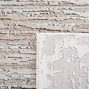 SAFAVIEH Mayflower Collection Area Rug - 6'7" Square, Beige & Grey, Modern Distressed Design, Non-Shedding & Easy Care, Ideal for High Traffic Areas in Living Room, Bedroom (MAY240B)