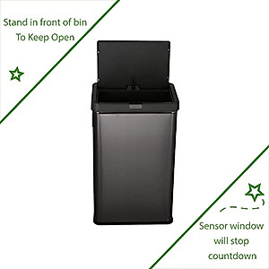 WILDKASH 13.7gal Stainless Steel Touchless Kitchen Garbage Can, Suitable for Home, Kitchen, Living Room, Bedroom, Office, Etc, Black
