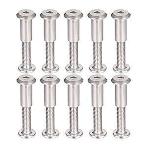 uxcell Screw Post Fit for 5/16"(8mm) Hole Dia, Male M6x30mm Belt Buckle Binding Bolts Leather Fastener Carbon Steel 10 Sets