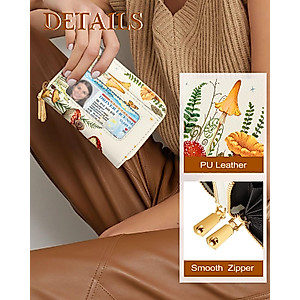 Miss Adola Credit Card Wallet for Women RFID Blocking Leather Card Wallet Organizer for Ladies Girls Female Aesthetic Cute Wallet with Card Slots Coin Cash Zipper Purse & ID Window, Moon Mushroom